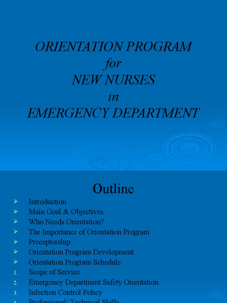 Orientation Program For New Nurses in Emergency Department | PDF ...