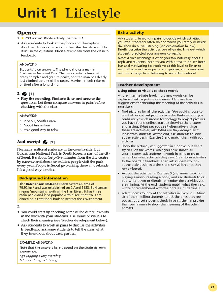 Life 2E Pre-Intermediate Unit 1 TB | Question | Adverb