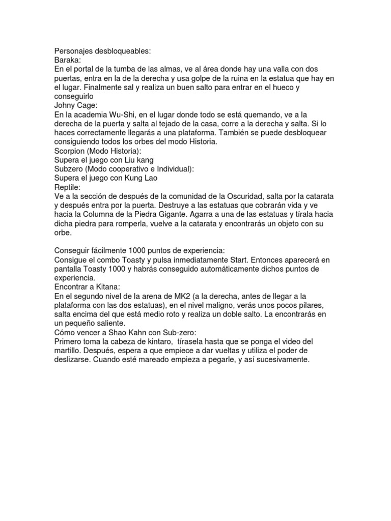 MKSM ps2 | PDF | Personajes creados | Franquicias de videojuegos