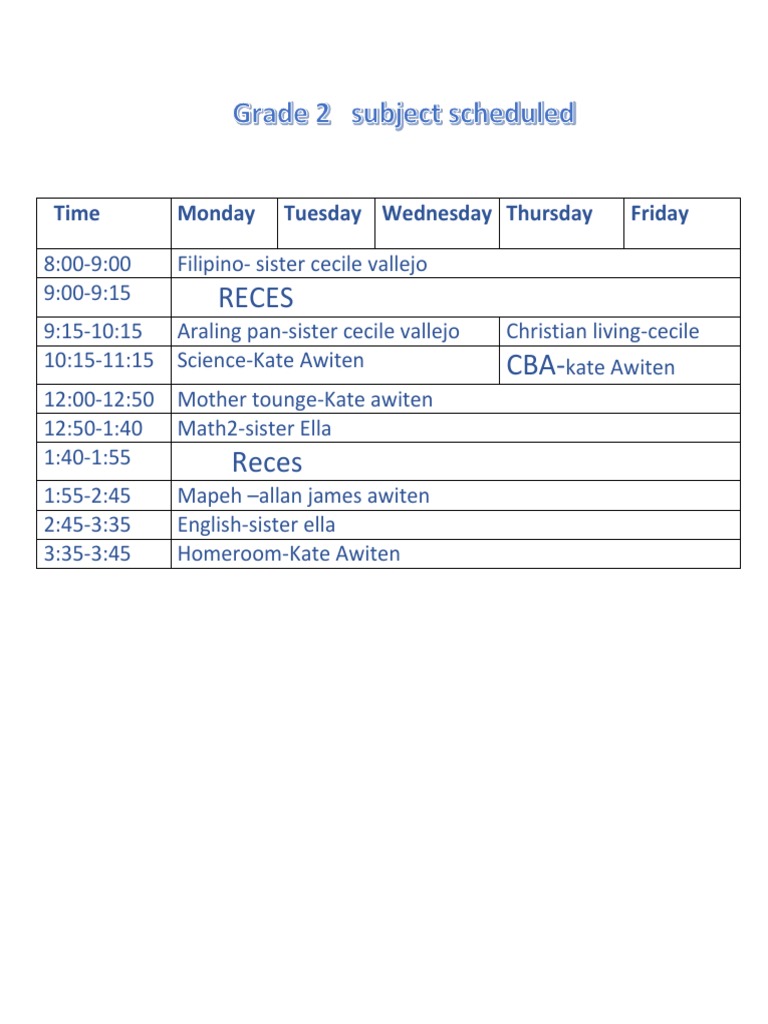 Weekly Class Schedule Overview | PDF | Cooking, Food & Wine | Wellness