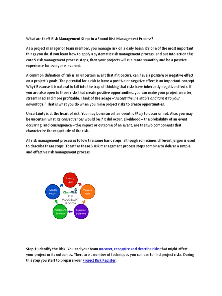 What Are the 5 Risk Management Steps in a Sound Risk Management Process ...