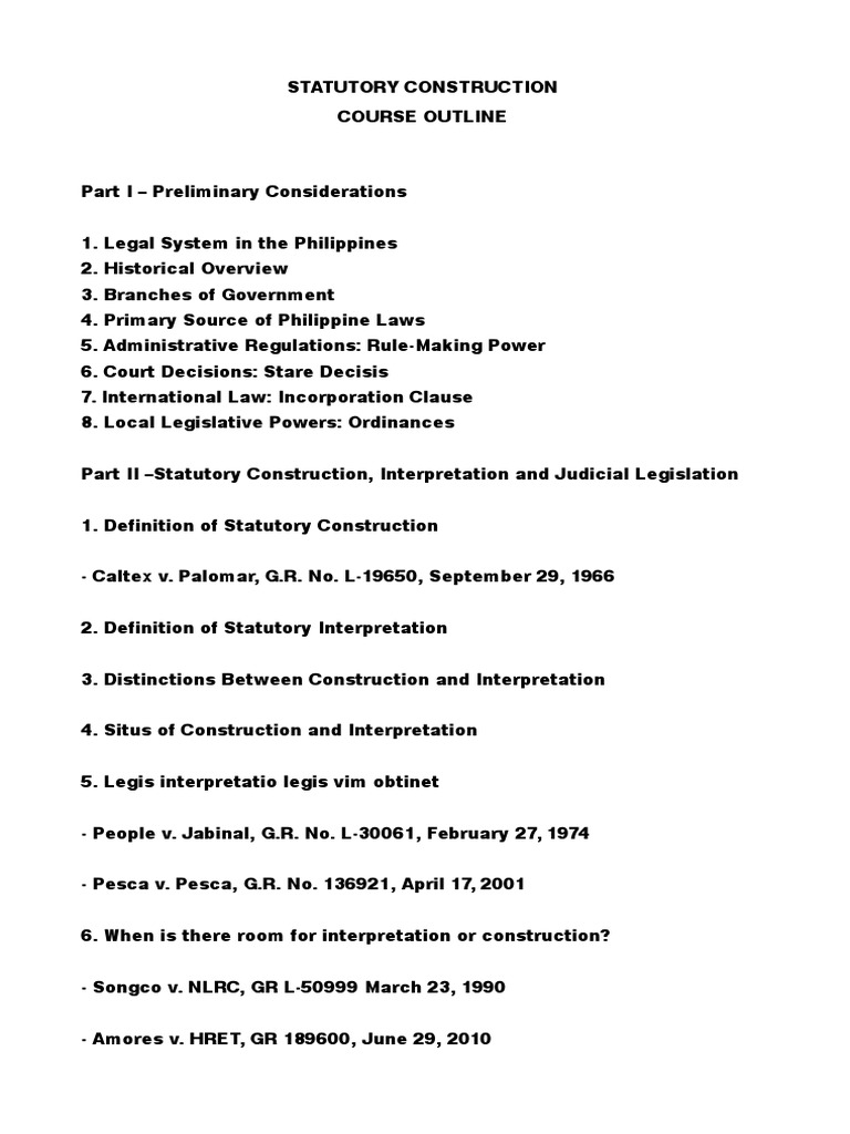 StatCon Syllabus | PDF | Statutory Interpretation | Legal Documents