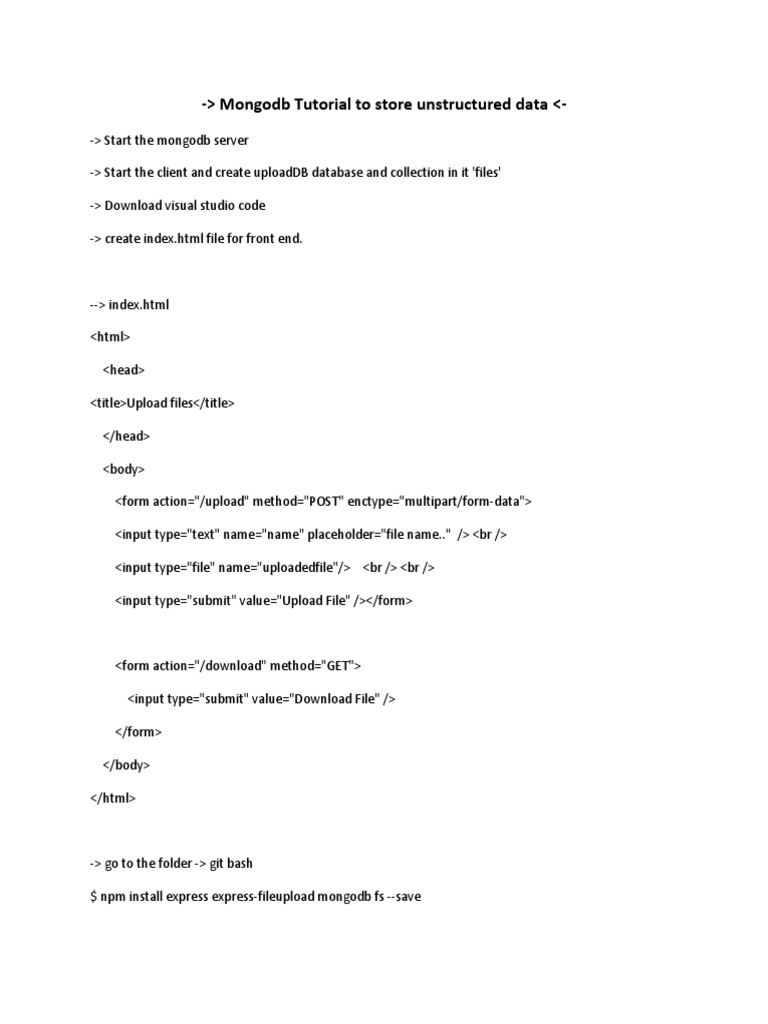 Mongodb Tutorial To Store Unstructured Data | PDF | Mongo Db | Data