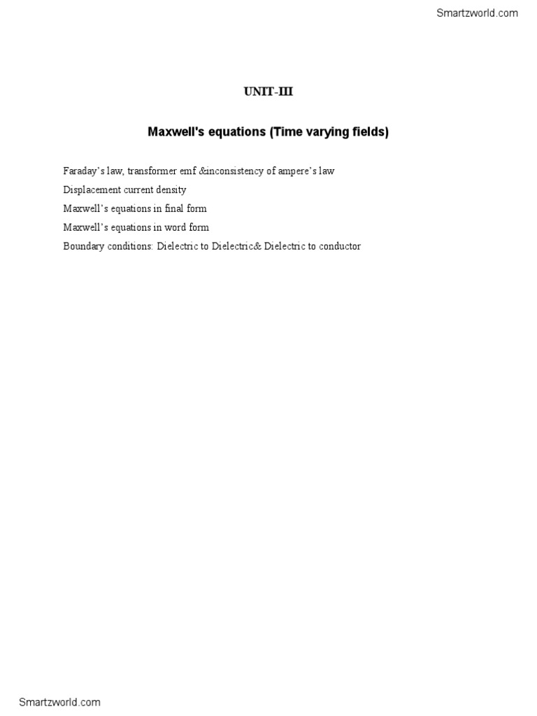 Emtl - Unitiii | PDF | Electromagnetic Induction | Maxwell's Equations