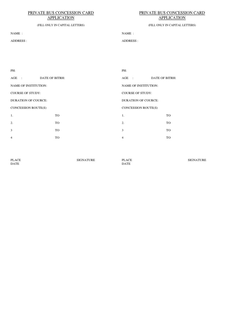 Private Bus Concession Card | PDF