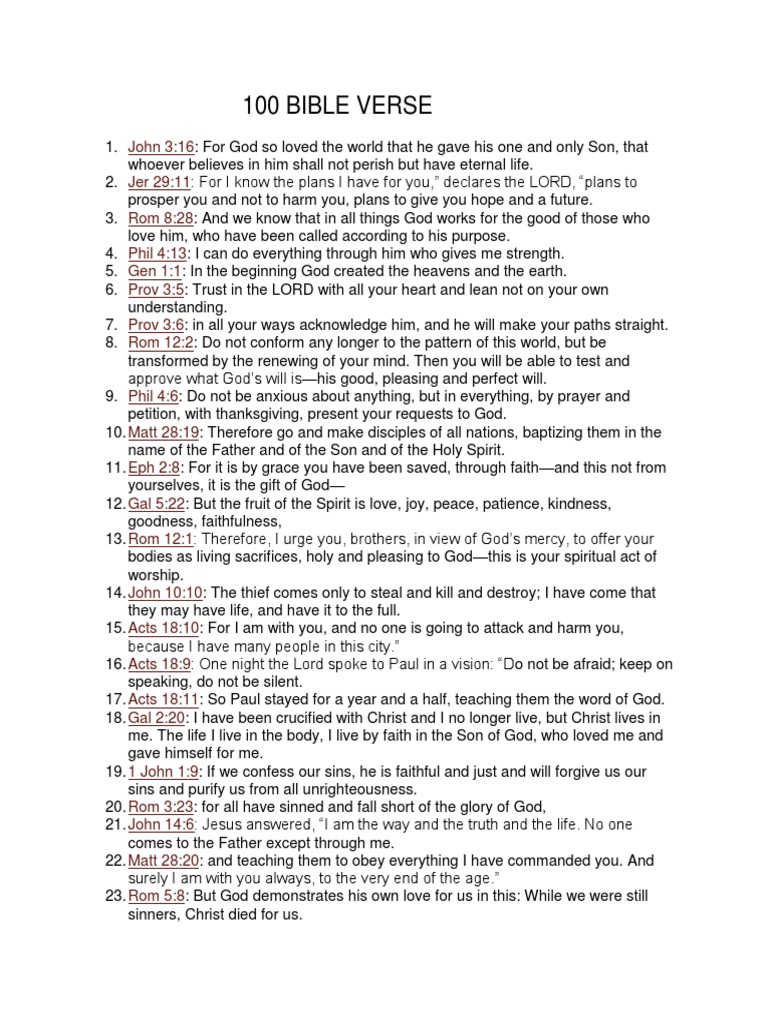 100 Bible Verse | PDF | Jesus | Religious Belief And Doctrine