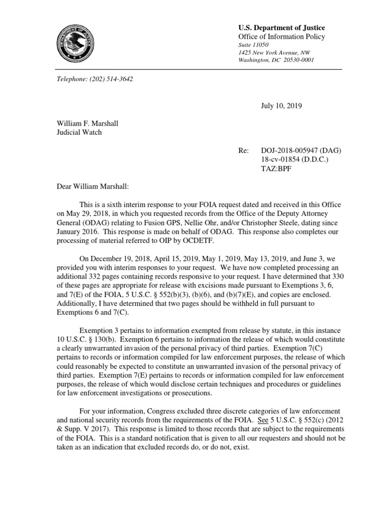 JW V DOJ Ohr Comms Production 6 01854 | PDF | Federal Security Service ...