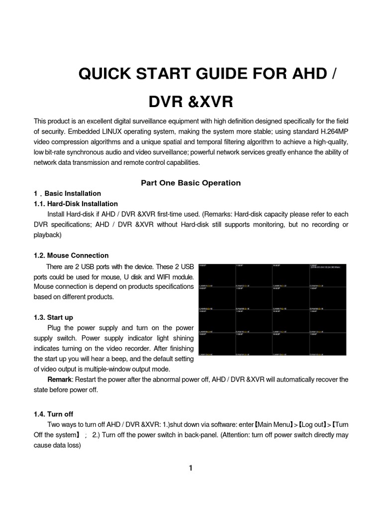 Quick Start Guide AHD DVR &XVR | PDF | Qr Code | Digital Video Recorder