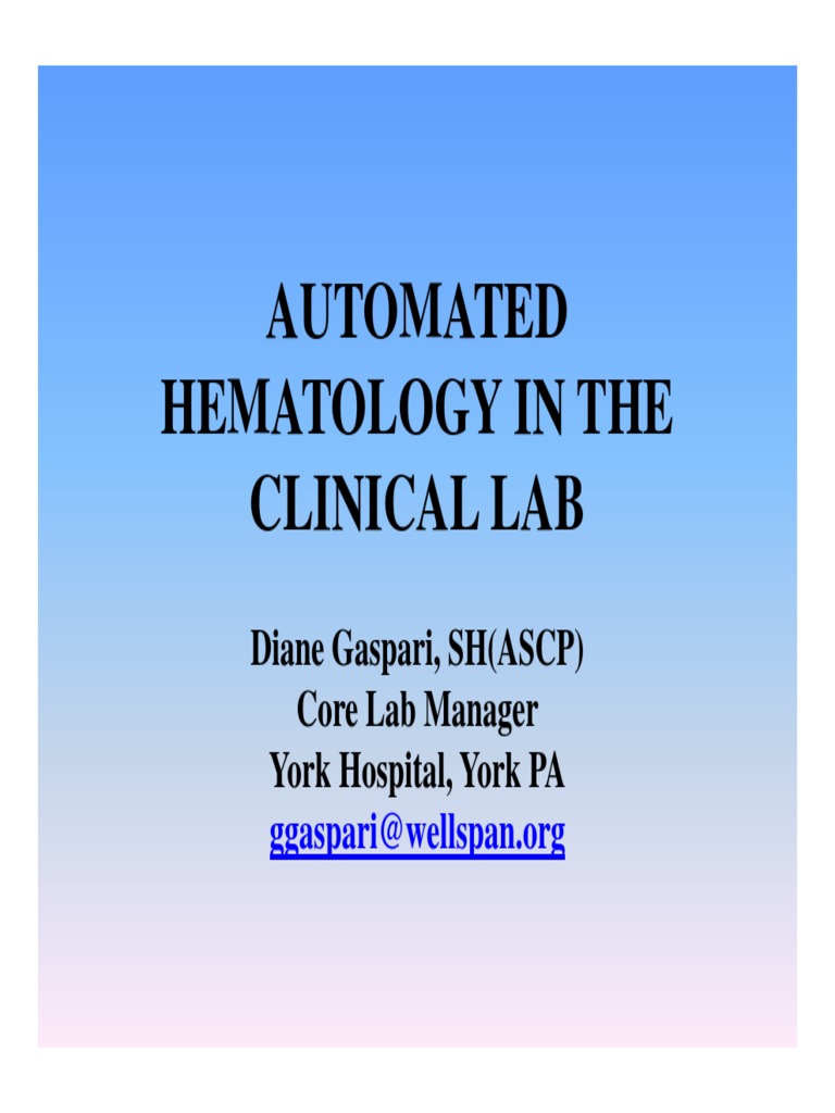 CBC Automated Analyzer | PDF | Tissue (Biology) | Blood