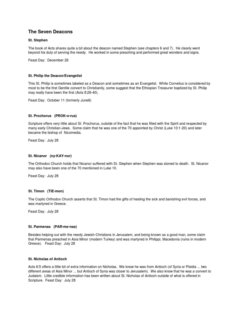 The Seven Deacons: St. Stephen | PDF