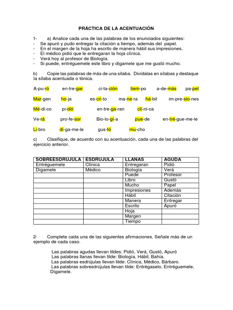 Practica de La Acentuación | PDF