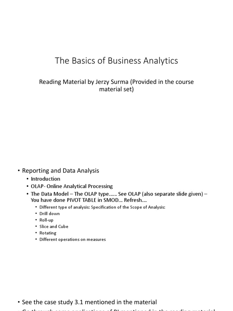 The Basics of Business Analytics PDF | PDF