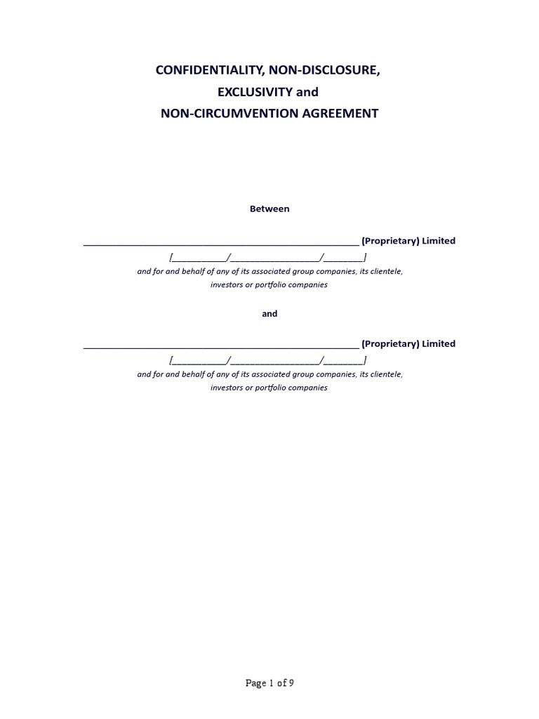 NDA Template Non Disclosure Non Circumvent No Company Name | PDF | Non Disclosure Agreement ...
