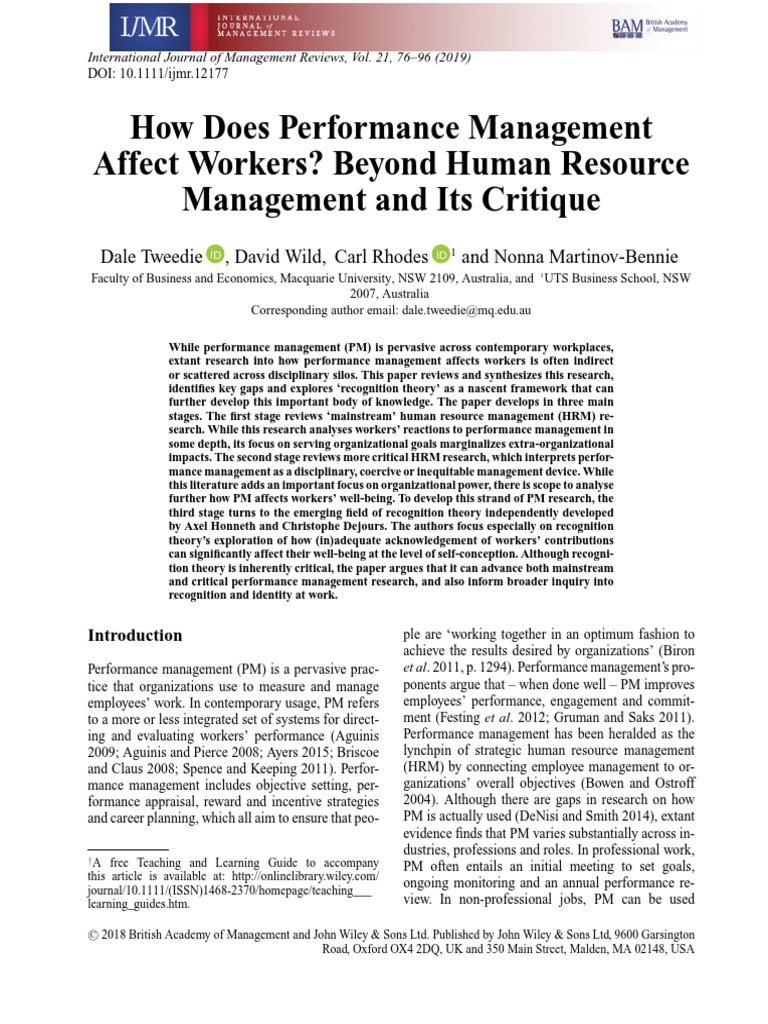 Impact of Performance Management on Workers | PDF | Performance ...