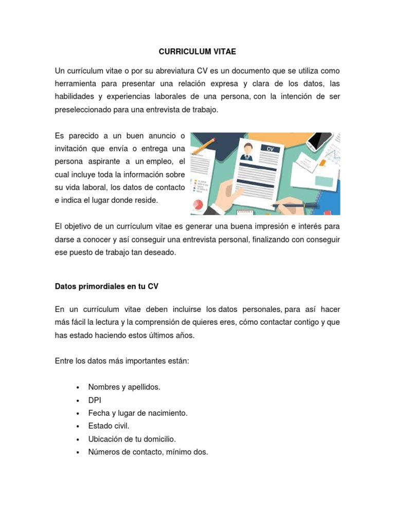 Función y Datos Clave del CV | PDF