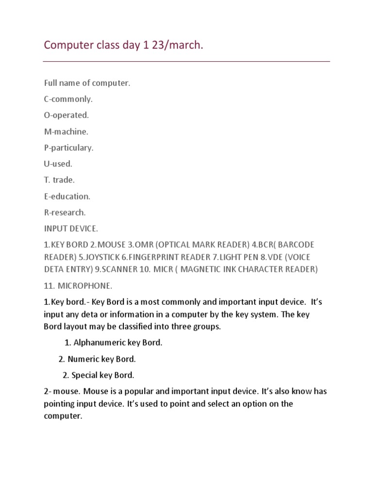 Computer Basics: Input & Output Devices | PDF | Technology & Engineering