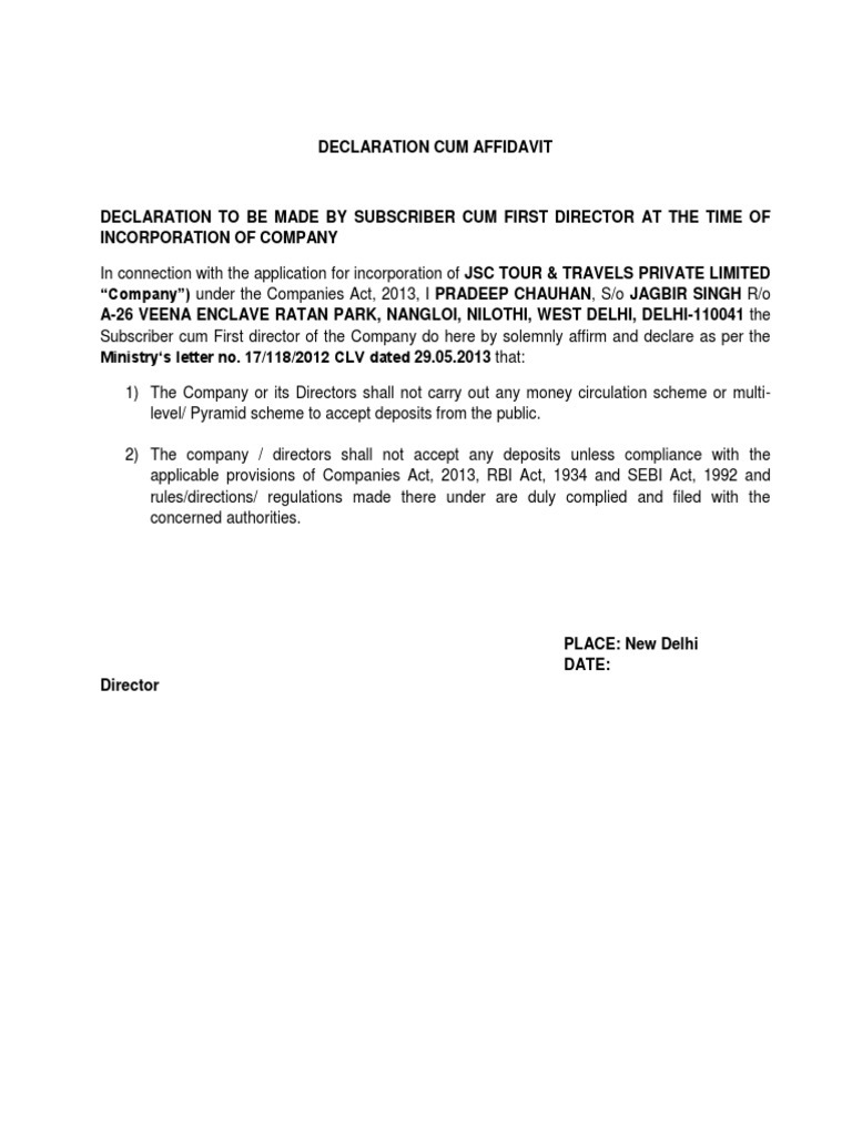 Declaration Cum Affidavit - Pradeep | PDF