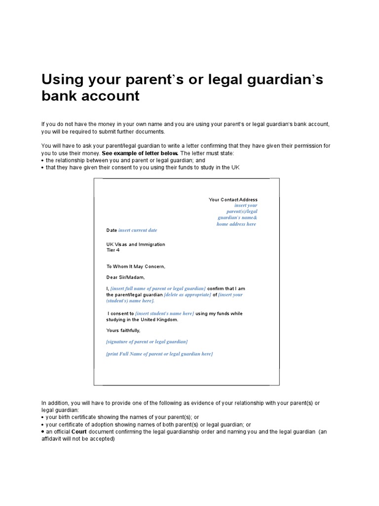 Example of Letter | PDF | Legal Guardian | Parent