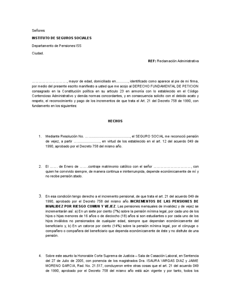 Modelo Solicitud Incremento Pensional | PDF | Pensión | Virtud