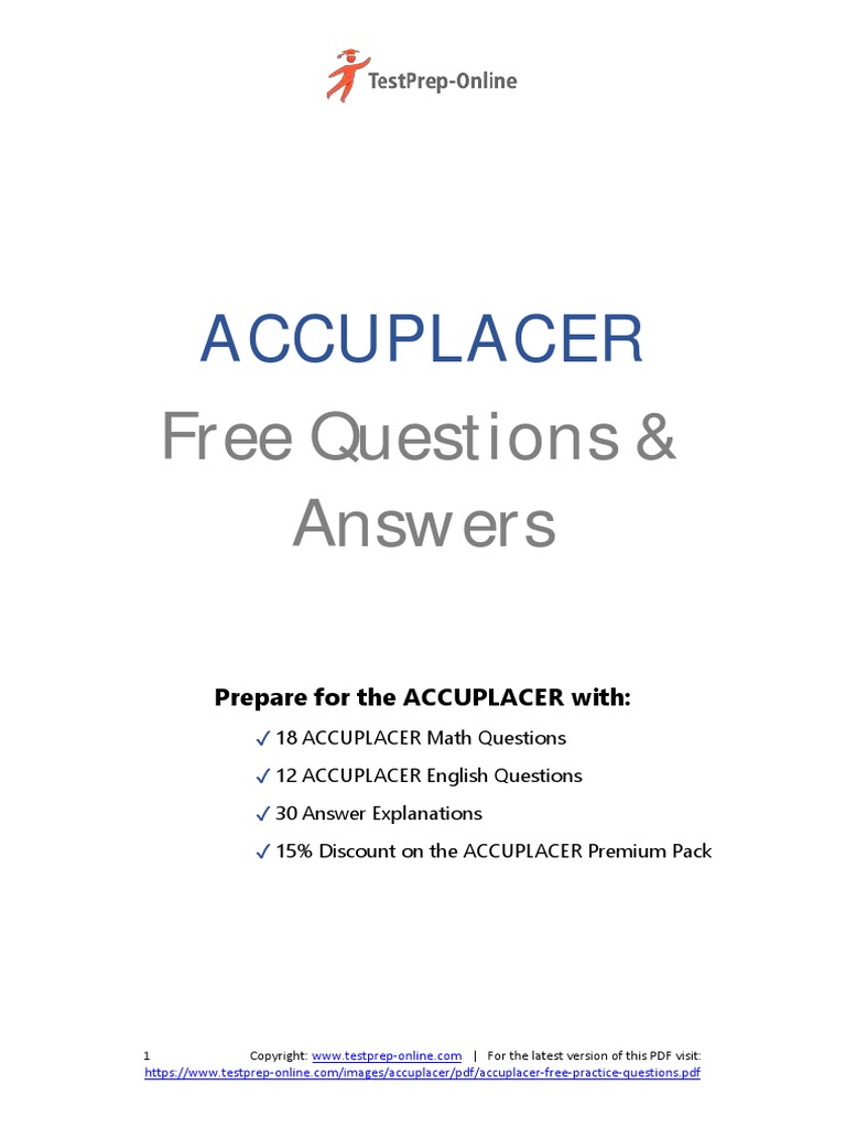 Accuplacer Free Practice Questions PDF | PDF | Pencil | Verb
