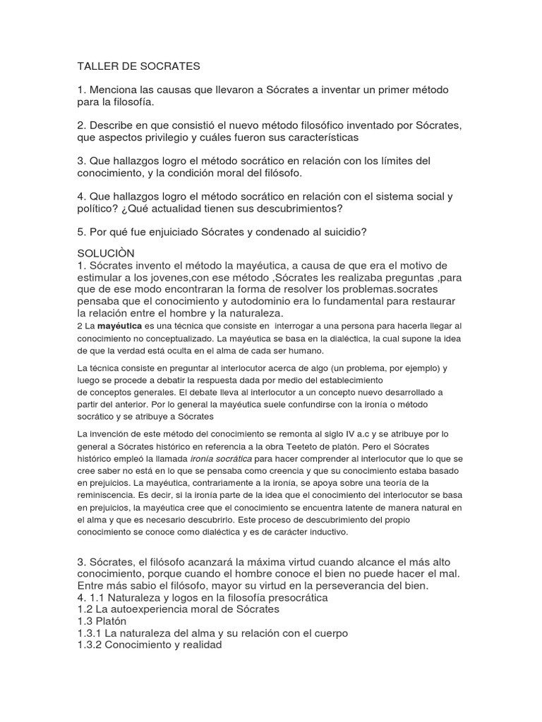 Taller de Socrates | Descargar gratis PDF | Sócrates | Platón