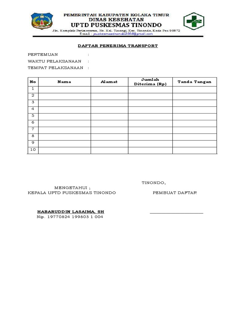 Daftar Penerima Transport | PDF