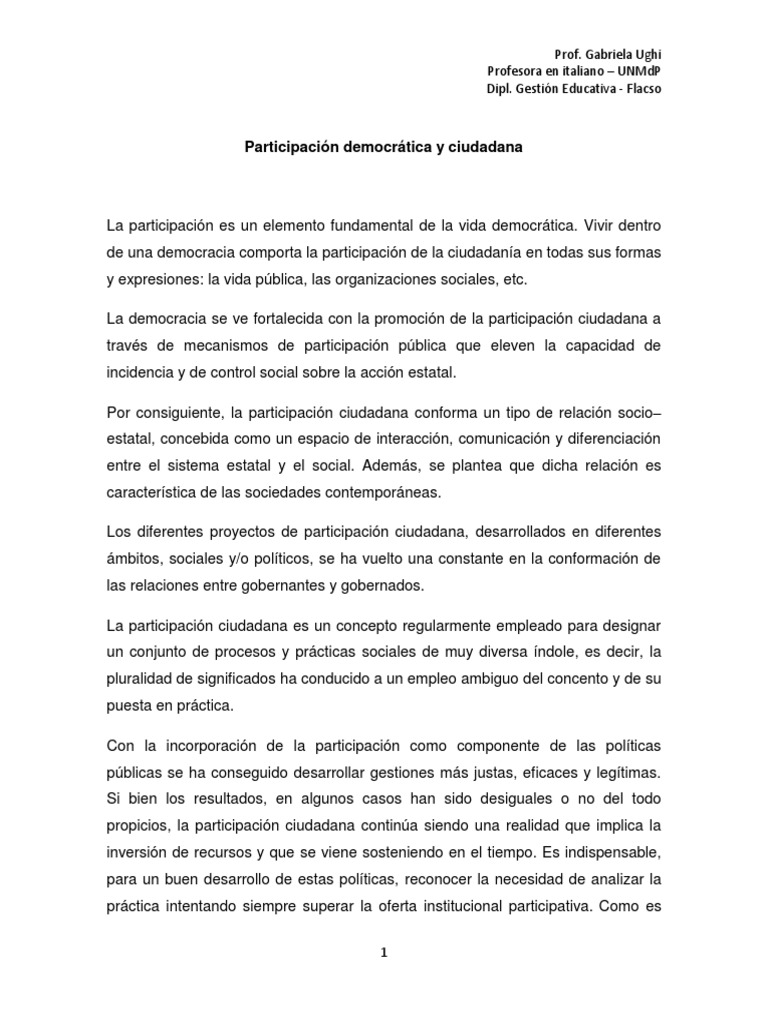 Ensayo Sobre Participacion Ciudadana | PDF | Participación pública | Democracia