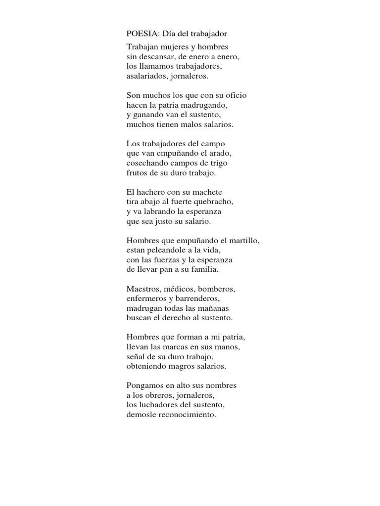 POESIA Dia Del Trabajador | PDF