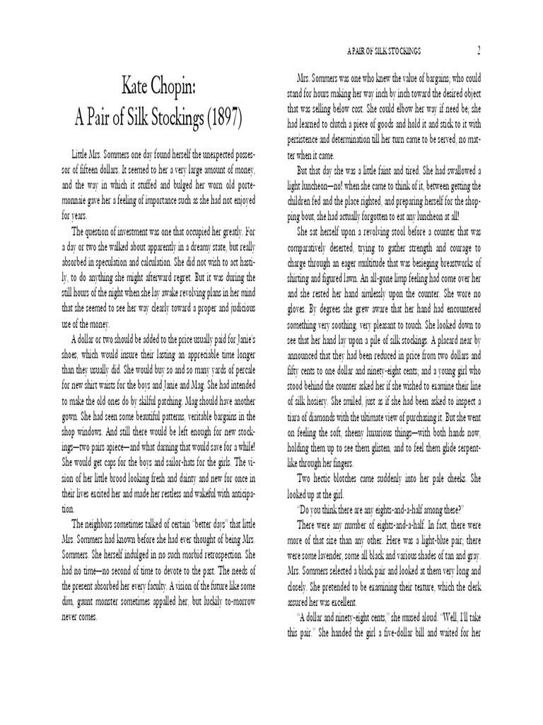 Chopin APair of Silk Stockings | PDF | General Fiction