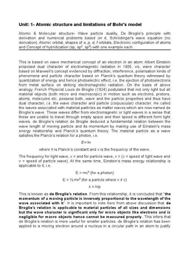 Unit 1 Atomic Structure | PDF | Atomic Orbital | Electron Configuration