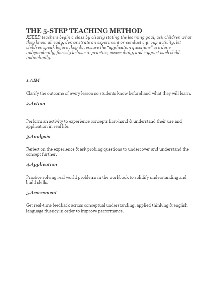 THE 5 Teaching Method XSEED | PDF