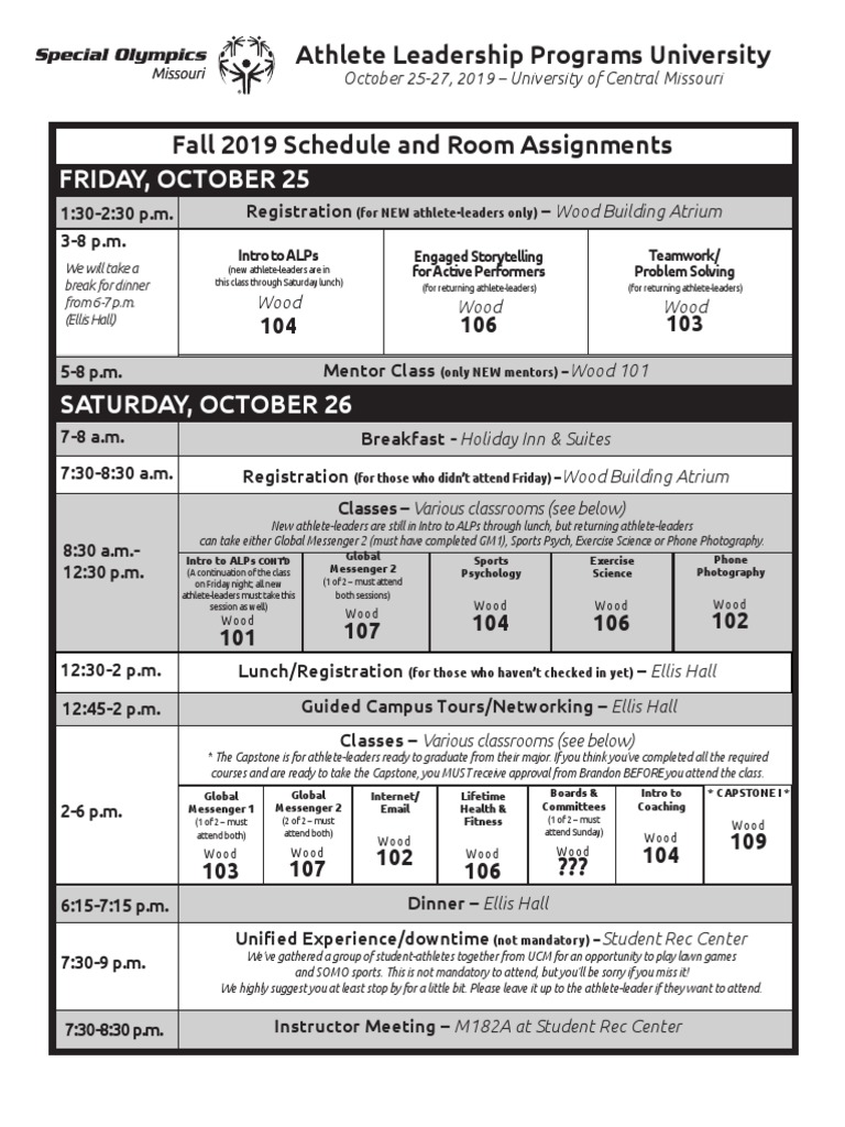 SOMO ALPs Univ. Oct. 25-27 Schedule | PDF