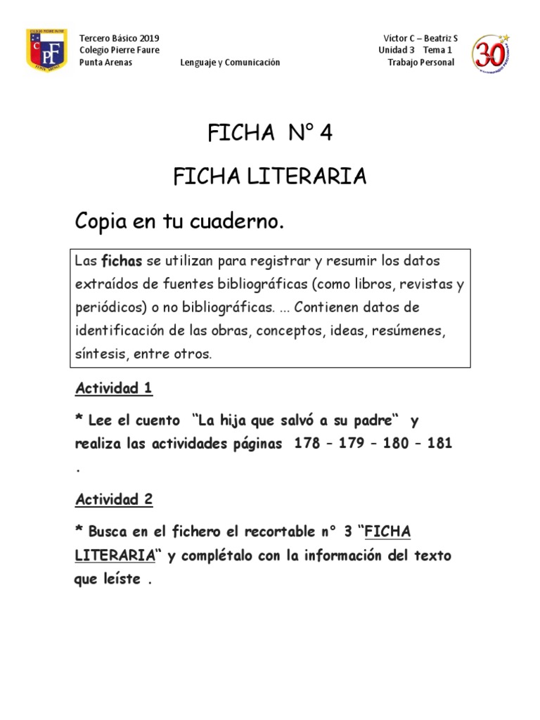 FICHA 4 Ficha Literaria | PDF