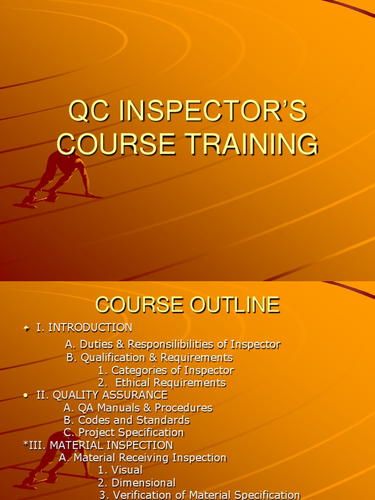 QC Inspector Training Course Outline | PDF | Welding | Construction