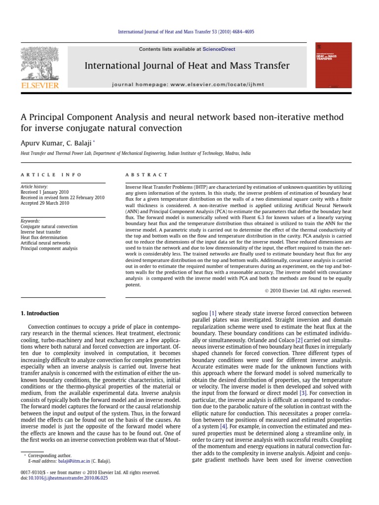 International Journal of Heat and Mass Transfer: Apurv Kumar, C. Balaji | PDF | Principal ...