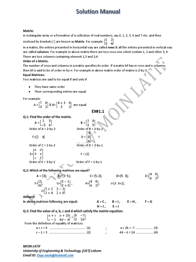 Ch01 Matric Science | PDF | Matrix (Mathematics) | Functional Analysis