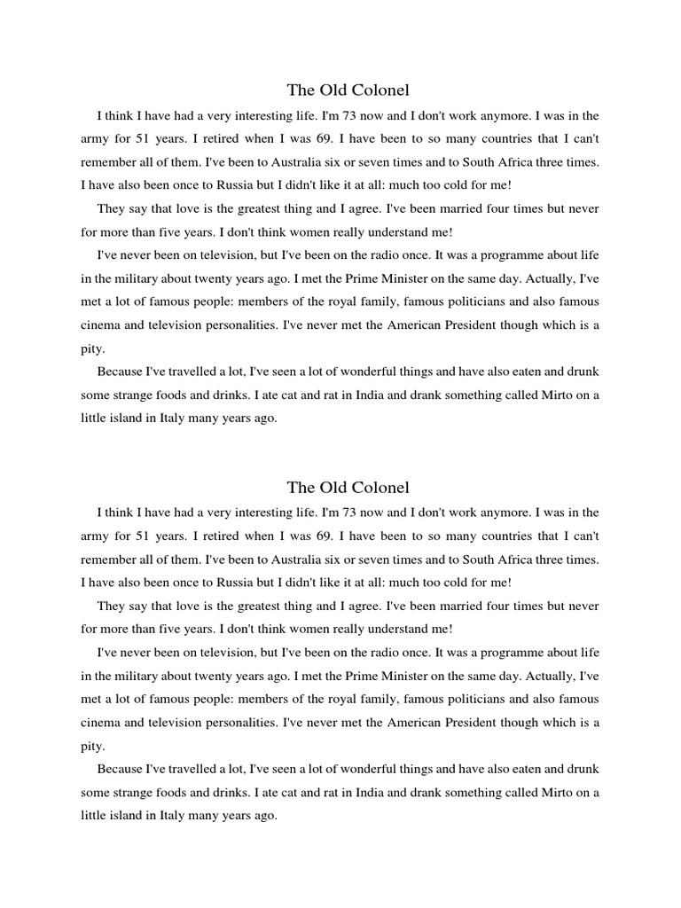 The Old Colonel | PDF