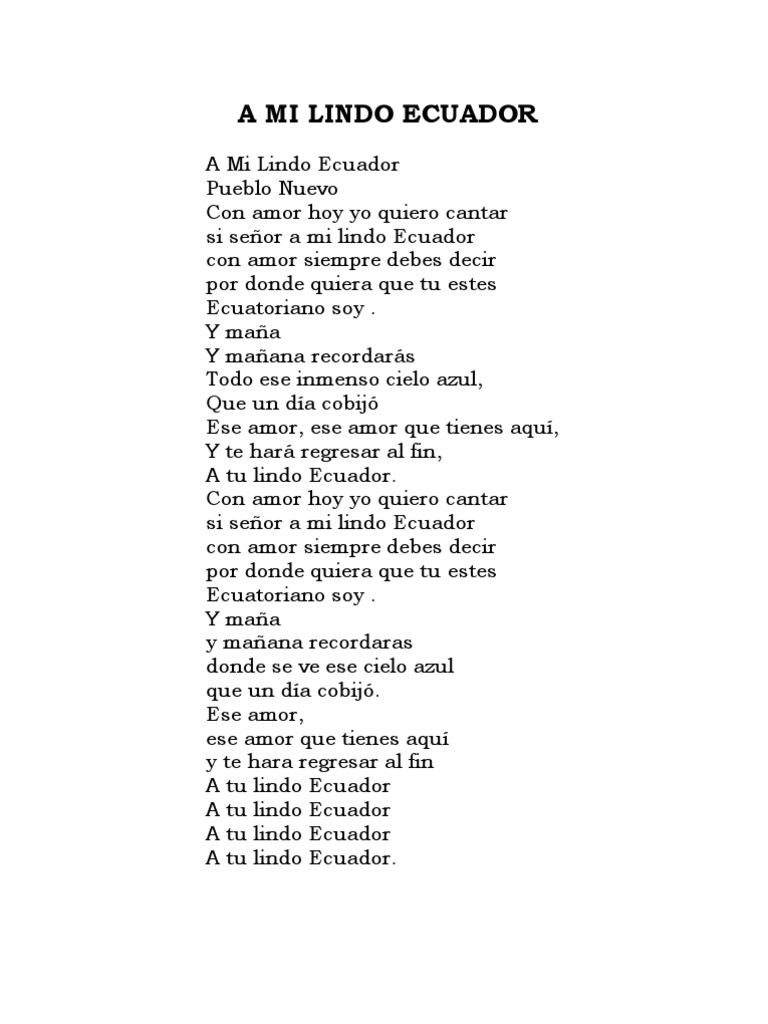 Mi Lindo Ecuador | PDF