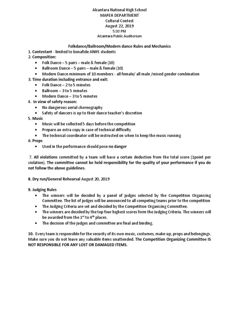 Dance Contest Mechanics | PDF
