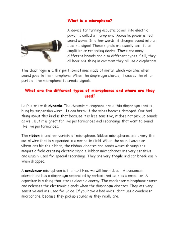 What Is A Microphone | PDF | Microphone | Signal Processing