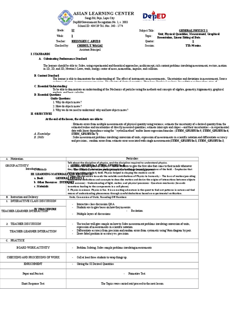 Week 1 TG | PDF | Measurement | Physics