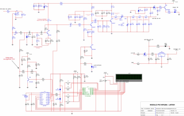 PIC16F628A - LM7001 - N Esquematico PDF | PDF