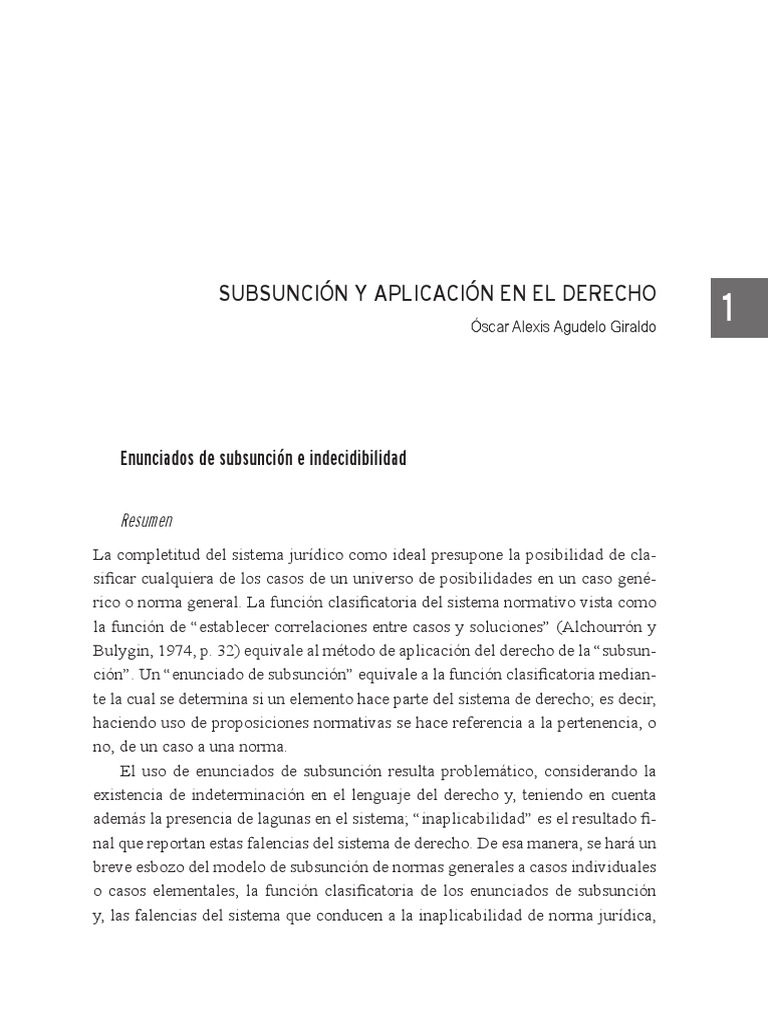 Subsunción Logica Aplicada Al Razonamiento Del Derecho Cap01 | PDF ...