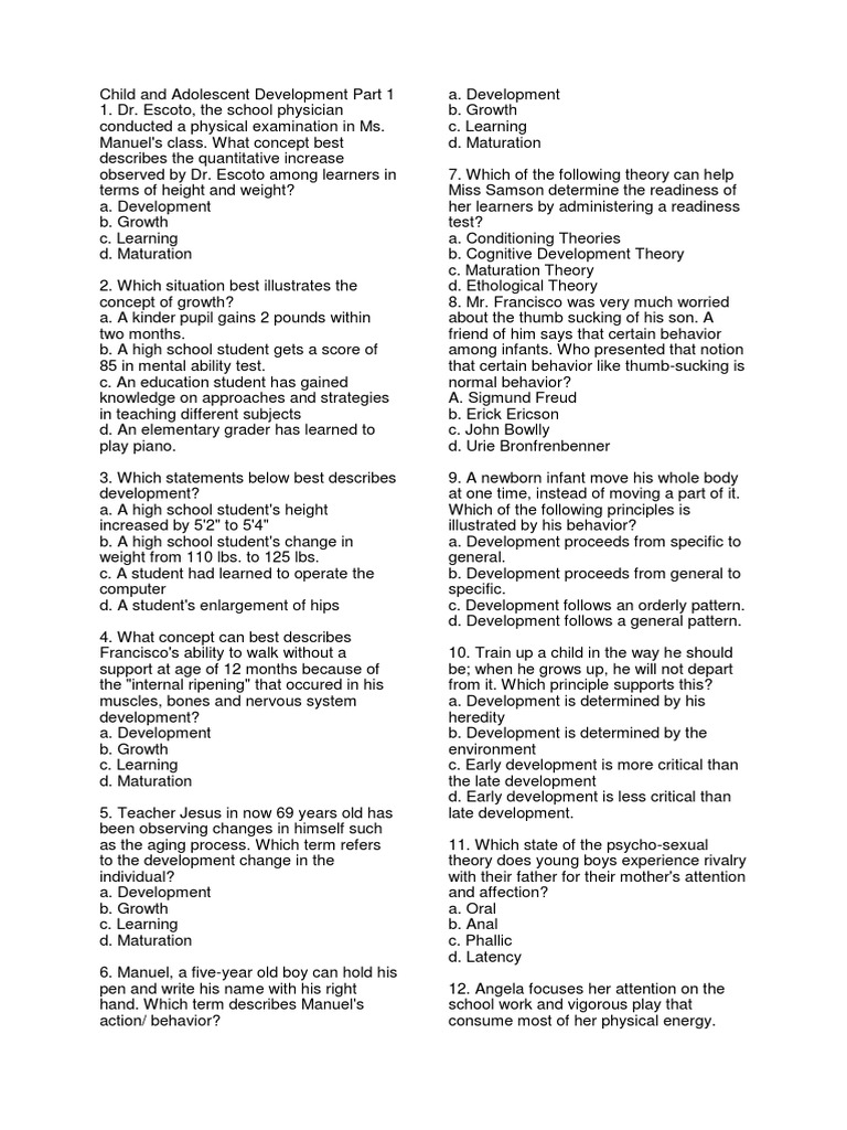 Child and Adolescent Development Insights | PDF | Developmental ...