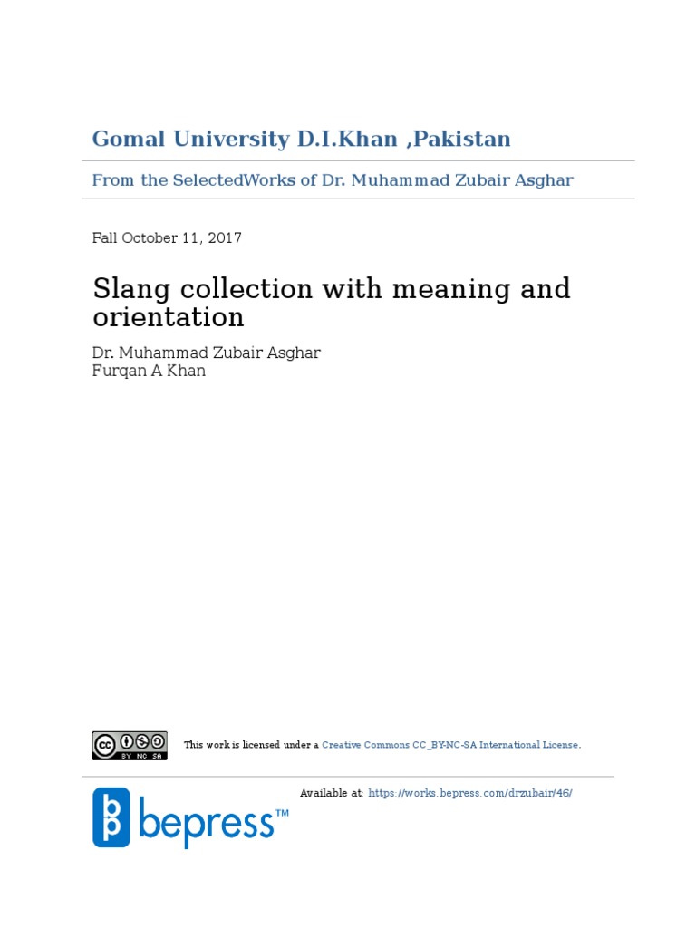 Slang Collection With Meaning and Orientation - Stamped | PDF ...