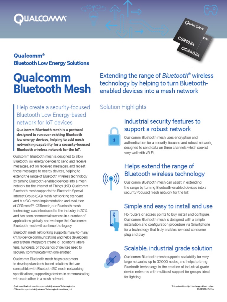 Qualcomm Bluetooth Mesh Product Brief 87 Ce928 1 | PDF | Bluetooth | Computer Network