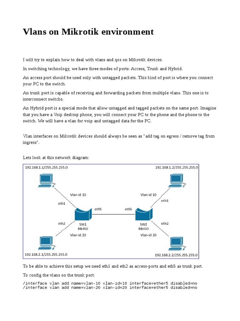 Vlans On Mikrotik Environment | PDF | Network Switch | Communications ...