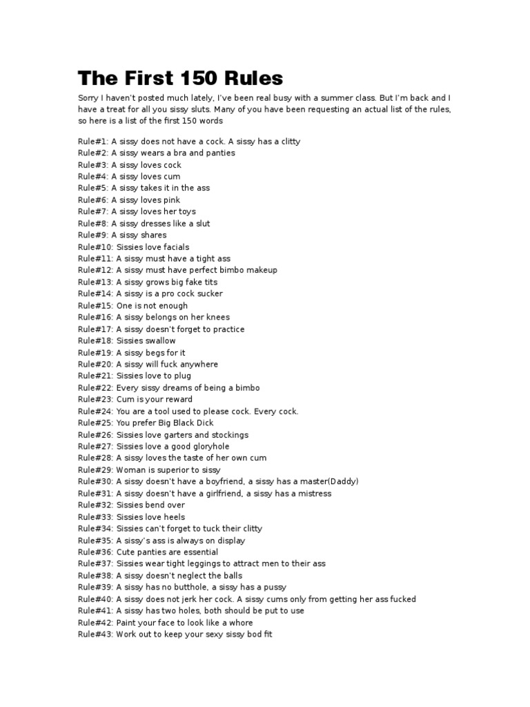 First 150 Sissy Rules | PDF | Clothing | Fashion