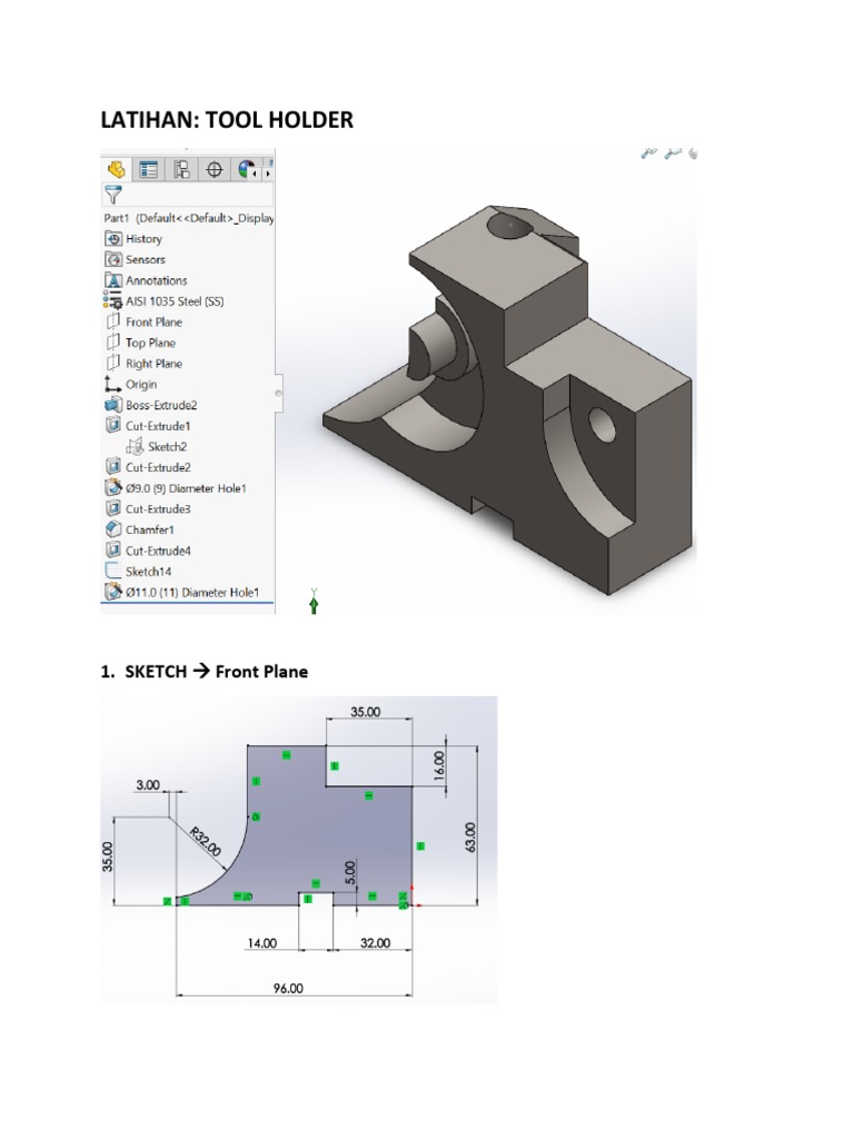 Solidworks Exercise - ToOL HOLDER | PDF