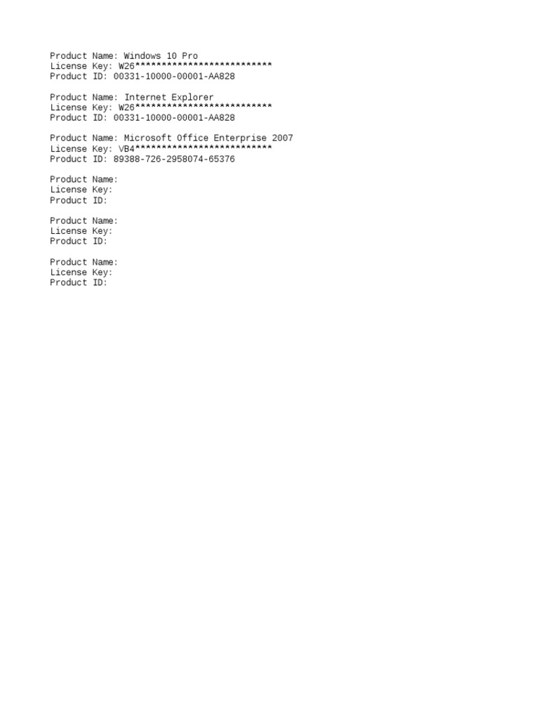 Product Keys | PDF